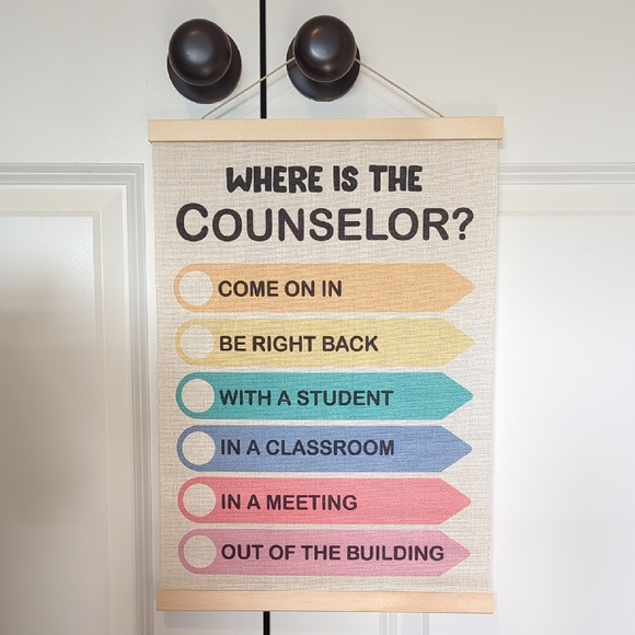 Office | School Counselor Office Door Sign With Colorful Arrows Busy ...